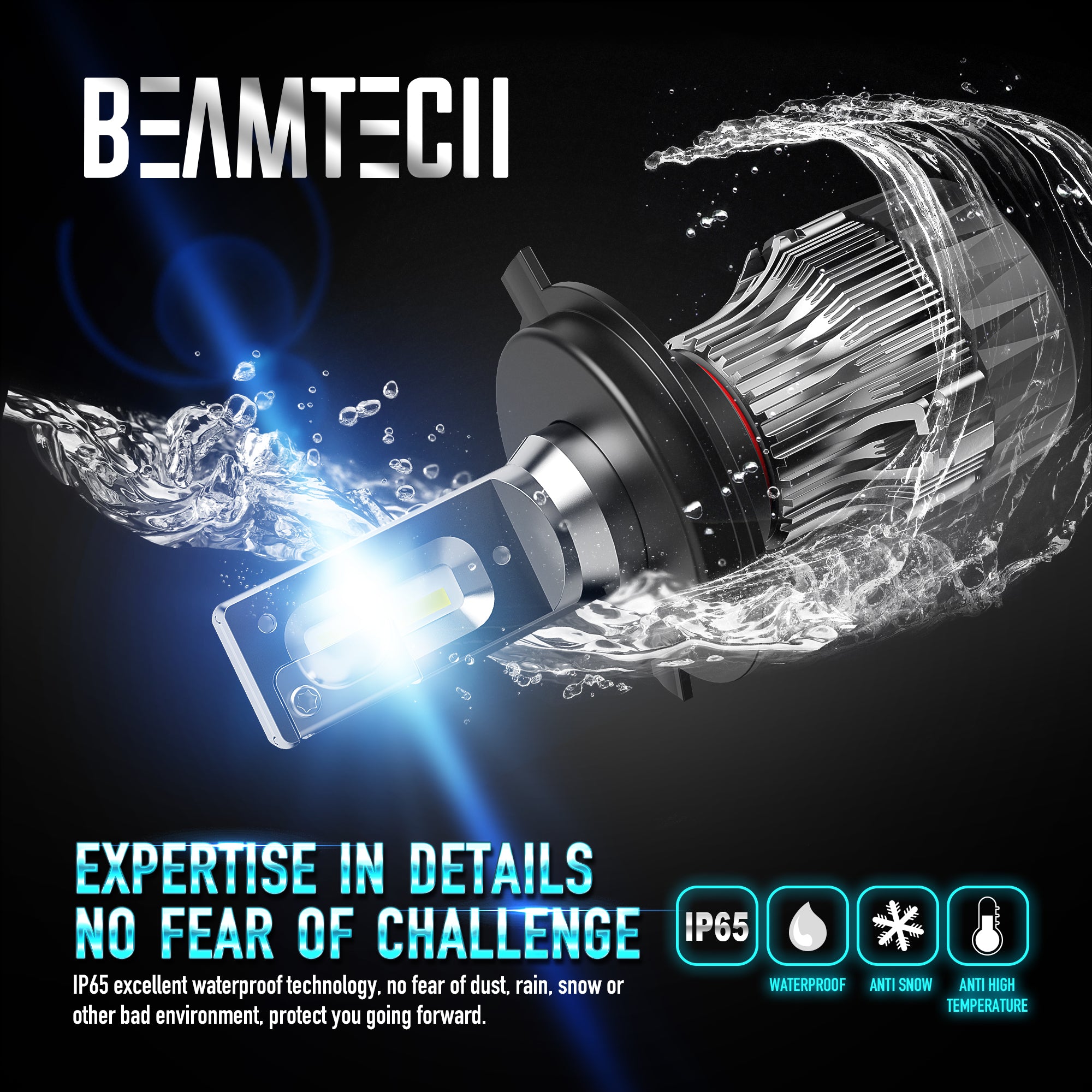 H4 Led Headlight Bulb BEAMTECH H4 LED Bulbs, 9003 Light Bulb 18000LM ...